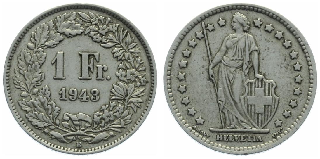 1 Franken 1943 B | Münzen online kaufen | Bundesmünzen Kantonsmünzen ...