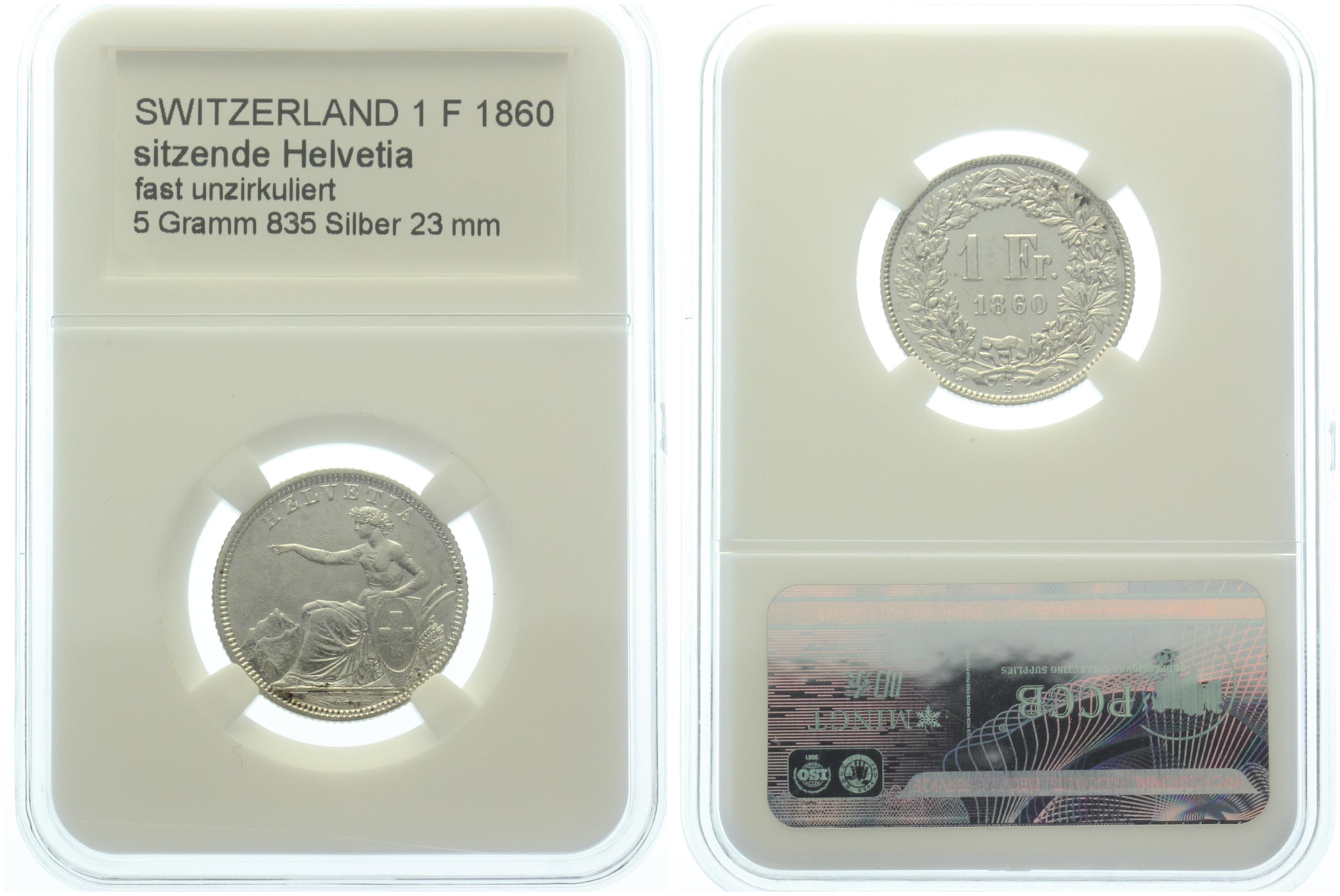 Schweiz 1 Franken 1860 B - sitzende Helvetia | Münzen online kaufen ...