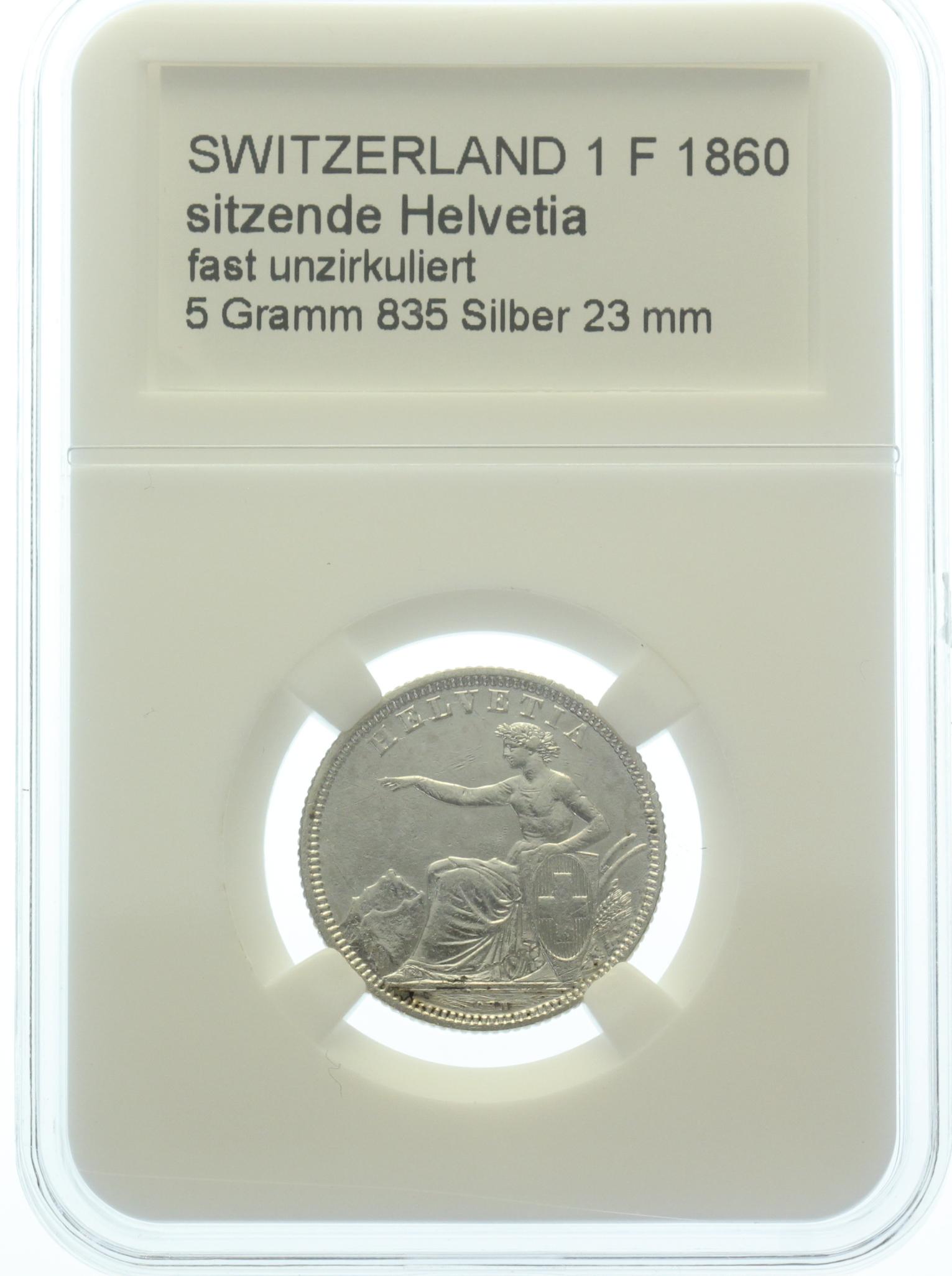 Schweiz 1 Franken 1860 B - sitzende Helvetia | Münzen online kaufen ...
