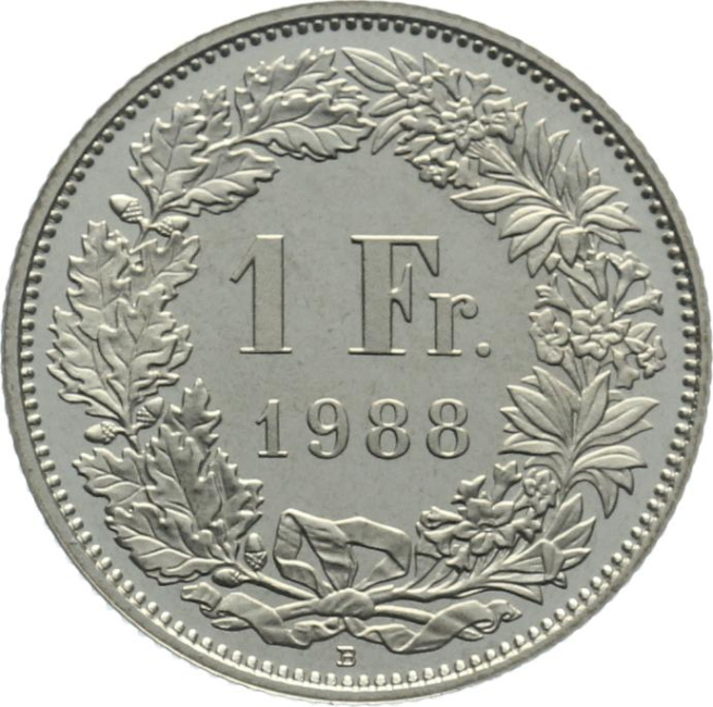 1 Franken 1988 B | Münzen online kaufen | Bundesmünzen Kantonsmünzen ...